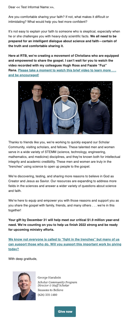 How adding an additional and different CTA in the PS of an email appeal ...
